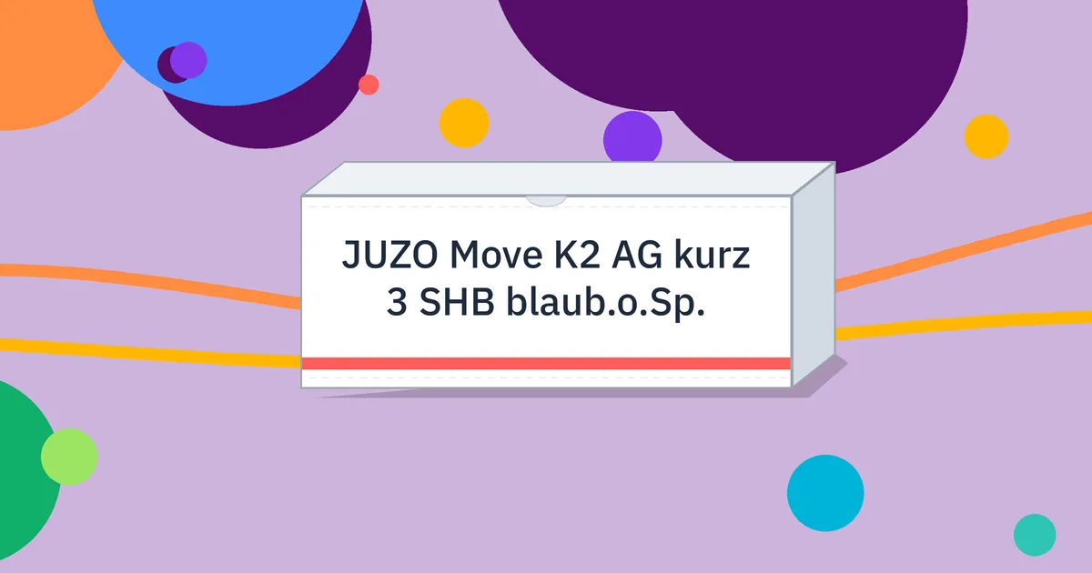 Symbolbild: Packung mit der Aufschrift JUZO Move K2 AG kurz 3 SHB blaub.o.Sp. (PZN 18561466) – Verfügbarkeit und Bezug in Apotheken in Frankfurt am Main