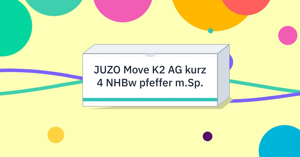 Symbolbild: Packung mit der Aufschrift JUZO Move K2 AG kurz 4 NHBw pfeffer m.Sp. (PZN 16640859) – Verfügbarkeit und Bezug in Apotheken in Frankfurt am Main