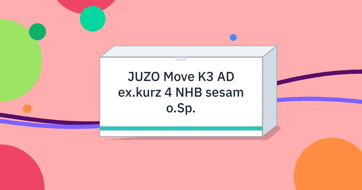 Symbolbild: Packung mit der Aufschrift JUZO Move K3 AD ex.kurz 4 NHB sesam o.Sp. (PZN 18570198) – Verfügbarkeit und Bezug in Apotheken in Frankfurt am Main