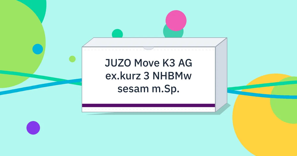 Symbolbild: Packung mit der Aufschrift JUZO Move K3 AG ex.kurz 3 NHBMw sesam m.Sp. (PZN 18582936) – Verfügbarkeit und Bezug in Apotheken in Frankfurt am Main