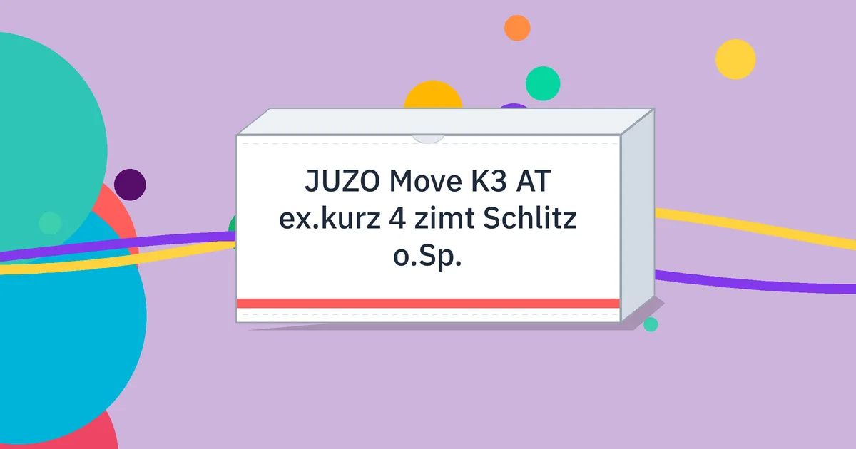 Symbolbild: Packung mit der Aufschrift JUZO Move K3 AT ex.kurz 4 zimt Schlitz o.Sp. (PZN 20682527) – Verfügbarkeit und Bezug in Apotheken in Frankfurt am Main