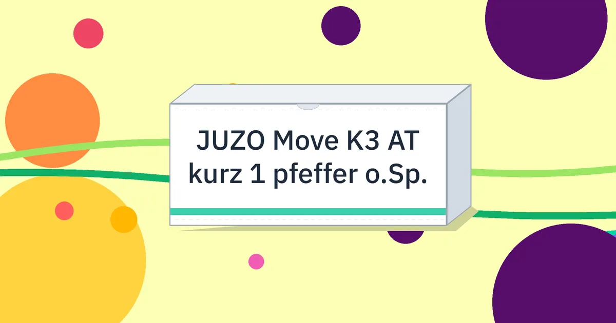 Symbolbild: Packung mit der Aufschrift JUZO Move K3 AT kurz 1 pfeffer o.Sp. (PZN 20684489) – Verfügbarkeit und Bezug in Apotheken in Frankfurt am Main
