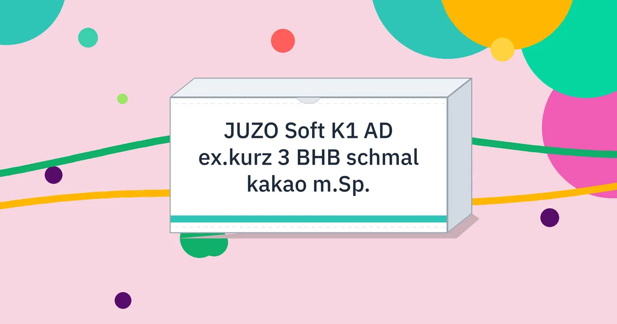 Symbolbild: Packung mit der Aufschrift JUZO Soft K1 AD ex.kurz 3 BHB schmal kakao m.Sp. (PZN 15462700) – Verfügbarkeit und Bezug in Apotheken in Frankfurt am Main