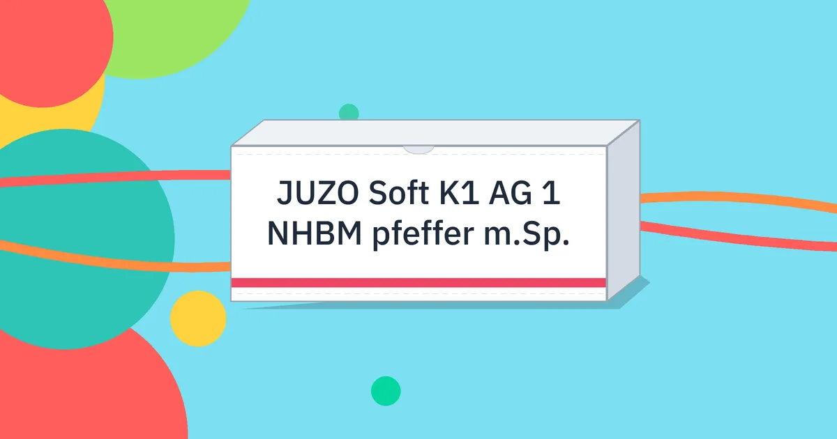Symbolbild: Packung mit der Aufschrift JUZO Soft K1 AG 1 NHBM pfeffer m.Sp. (PZN 14999119) – Verfügbarkeit und Bezug in Apotheken in Frankfurt am Main