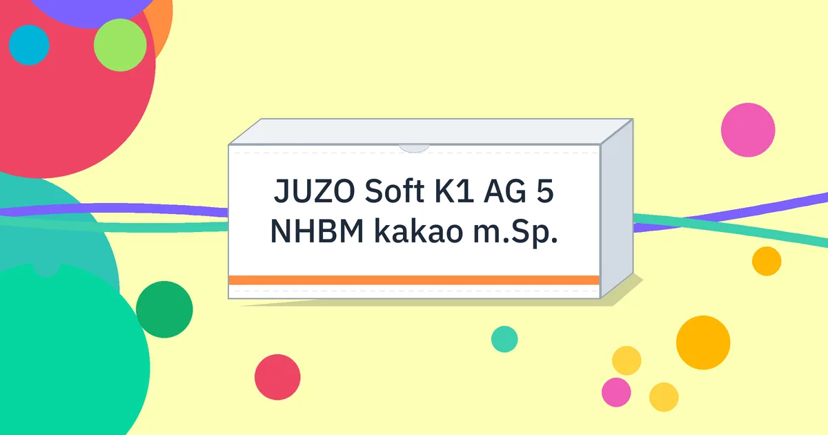 Symbolbild: Packung mit der Aufschrift JUZO Soft K1 AG 5 NHBM kakao m.Sp. (PZN 14999421) – Verfügbarkeit und Bezug in Apotheken in Frankfurt am Main