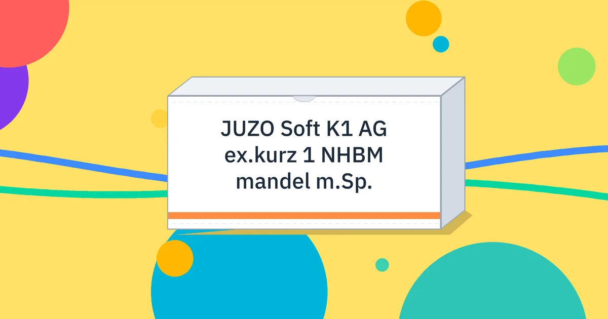 Symbolbild: Packung mit der Aufschrift JUZO Soft K1 AG ex.kurz 1 NHBM mandel m.Sp. (PZN 15016834) – Verfügbarkeit und Bezug in Apotheken in Frankfurt am Main