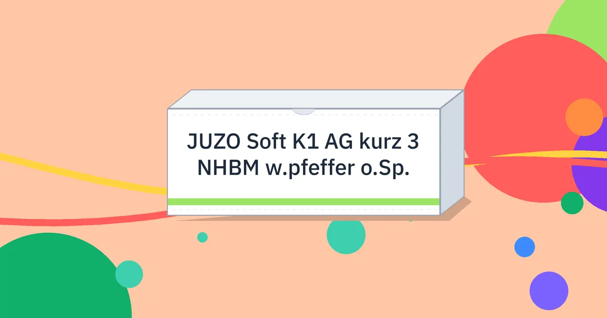 Symbolbild: Packung mit der Aufschrift JUZO Soft K1 AG kurz 3 NHBM w.pfeffer o.Sp. (PZN 14996434) – Verfügbarkeit und Bezug in Apotheken in Frankfurt am Main