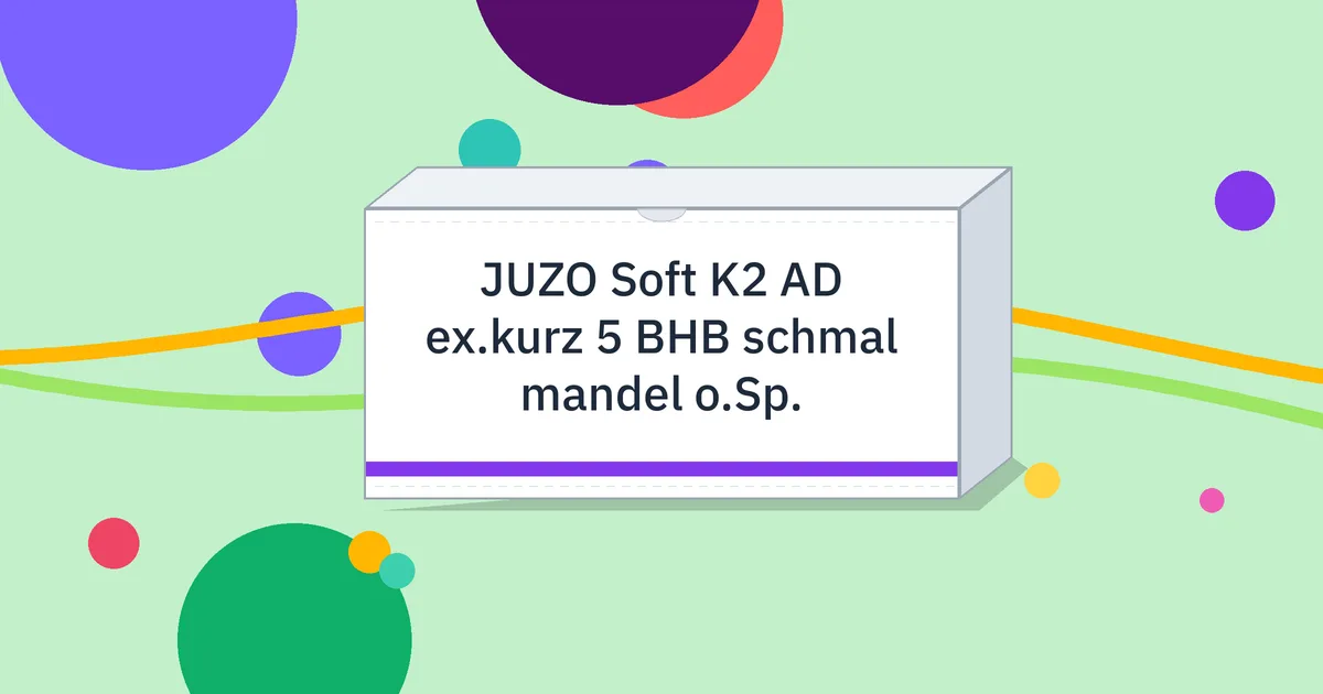 Symbolbild: Packung mit der Aufschrift JUZO Soft K2 AD ex.kurz 5 BHB schmal mandel o.Sp. (PZN 15468588) – Verfügbarkeit und Bezug in Apotheken in Frankfurt am Main