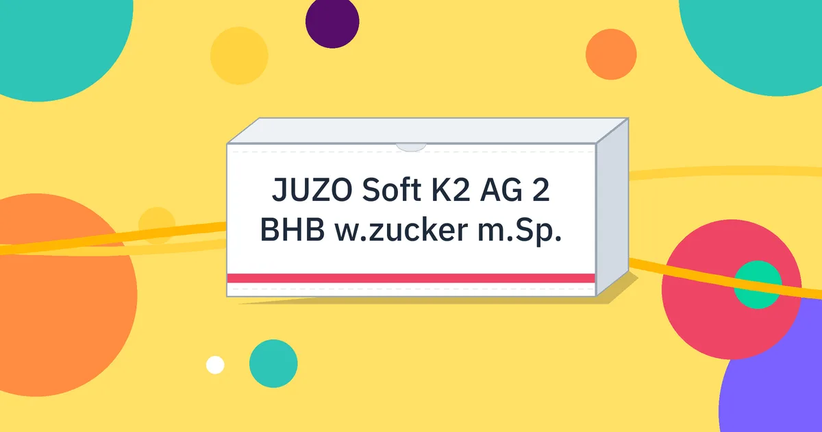 Symbolbild: Packung mit der Aufschrift JUZO Soft K2 AG 2 BHB w.zucker m.Sp. (PZN 14840465) – Verfügbarkeit und Bezug in Apotheken in Frankfurt am Main