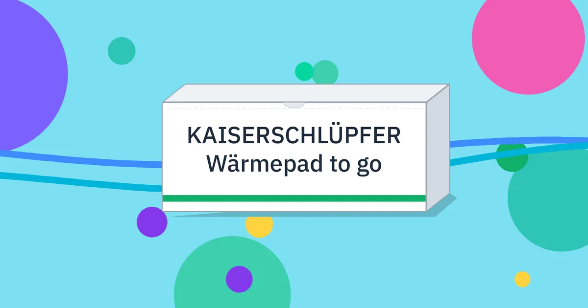 Symbolbild: Packung mit der Aufschrift KAISERSCHLÜPFER Wärmepad to go (PZN 16128860) – Verfügbarkeit und Bezug in Apotheken in Frankfurt am Main