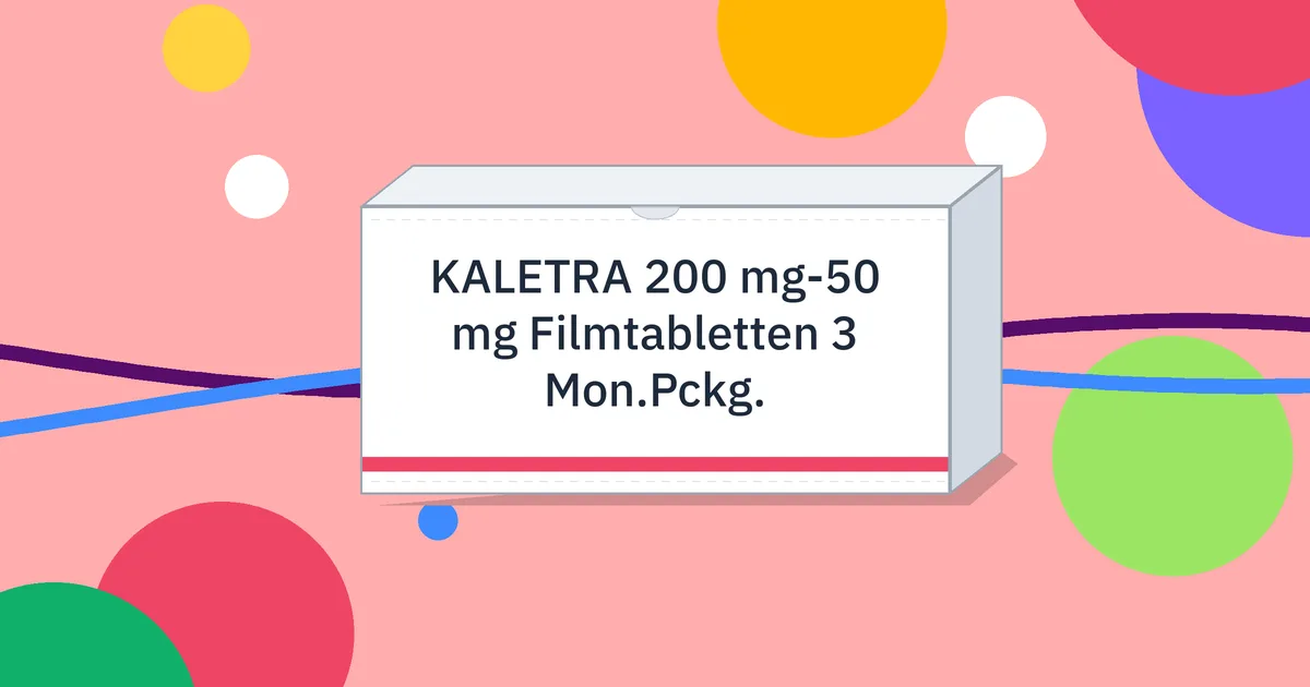 Symbolbild: Packung mit der Aufschrift KALETRA 200 mg-50 mg Filmtabletten 3 Mon.Pckg. (PZN 05871627) – Verfügbarkeit und Bezug in Apotheken in Frankfurt am Main