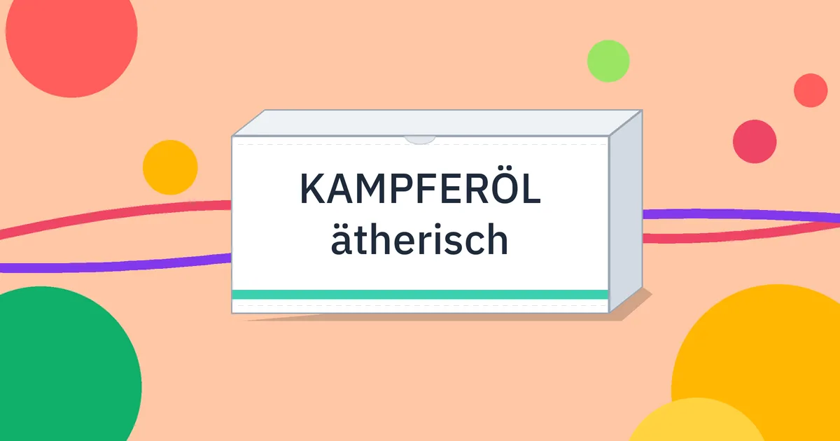 Symbolbild: Packung mit der Aufschrift KAMPFERÖL ätherisch (PZN 15407523) – Verfügbarkeit und Bezug in Apotheken in Frankfurt am Main