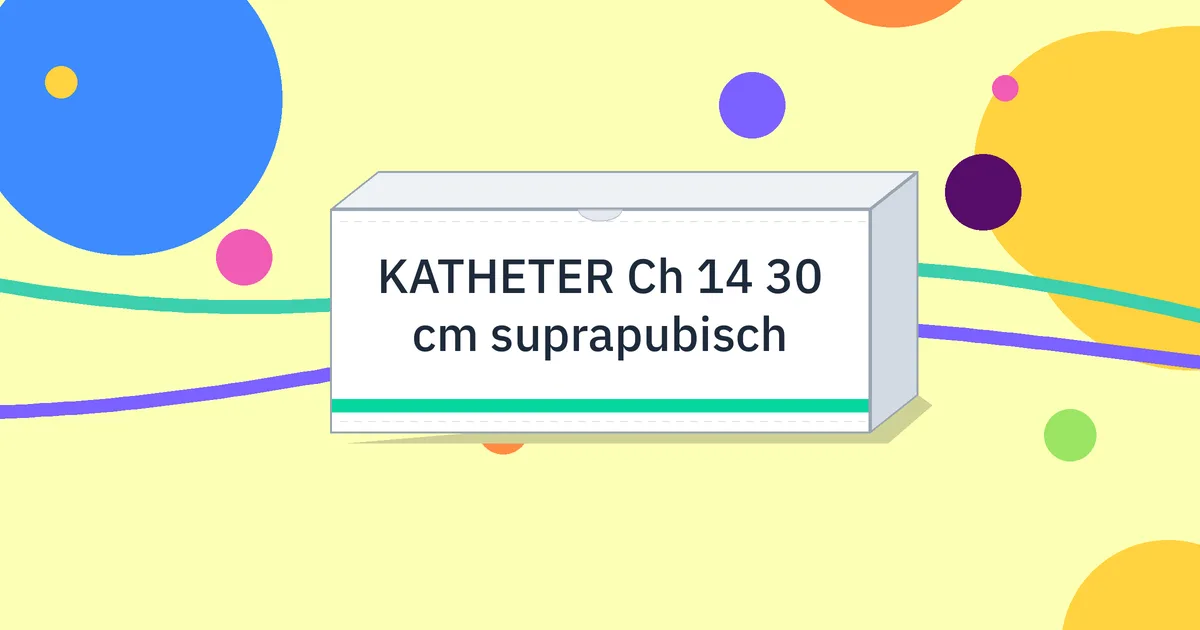 Symbolbild: Packung mit der Aufschrift KATHETER Ch 14 30 cm suprapubisch (PZN 01464807) – Verfügbarkeit und Bezug in Apotheken in Frankfurt am Main