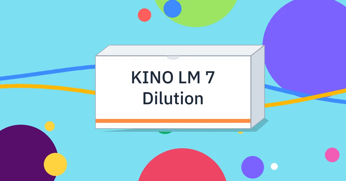 Symbolbild: Packung mit der Aufschrift KINO LM 7 Dilution (PZN 13518425) – Verfügbarkeit und Bezug in Apotheken in Frankfurt am Main