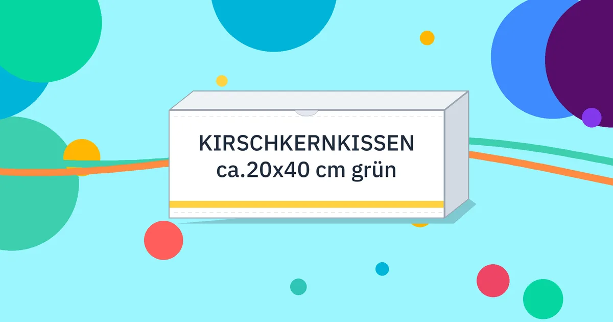 Symbolbild: Packung mit der Aufschrift KIRSCHKERNKISSEN ca.20x40 cm grün (PZN 16619428) – Verfügbarkeit und Bezug in Apotheken in Frankfurt am Main
