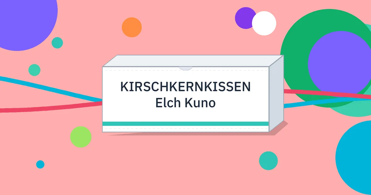 Symbolbild: Packung mit der Aufschrift KIRSCHKERNKISSEN Elch Kuno (PZN 18128798) – Verfügbarkeit und Bezug in Apotheken in Frankfurt am Main