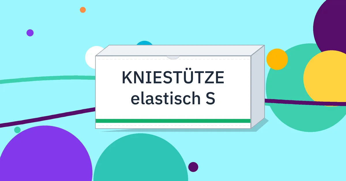Symbolbild: Packung mit der Aufschrift KNIESTÜTZE elastisch S (PZN 19071557) – Verfügbarkeit und Bezug in Apotheken in Frankfurt am Main
