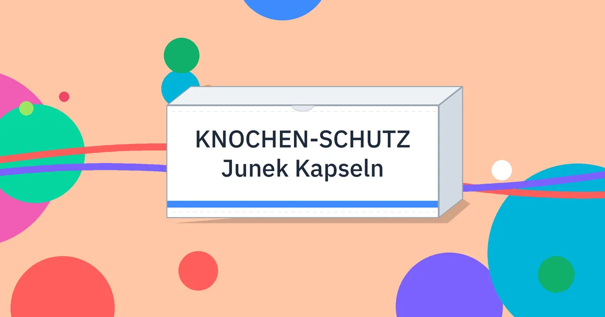 Symbolbild: Packung mit der Aufschrift KNOCHEN-SCHUTZ Junek Kapseln (PZN 11189472) – Verfügbarkeit und Bezug in Apotheken in Frankfurt am Main