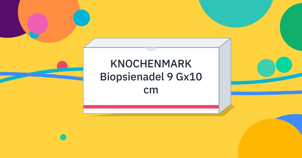 Symbolbild: Packung mit der Aufschrift KNOCHENMARK Biopsienadel 9 Gx10 cm (PZN 10087999) – Verfügbarkeit und Bezug in Apotheken in Frankfurt am Main