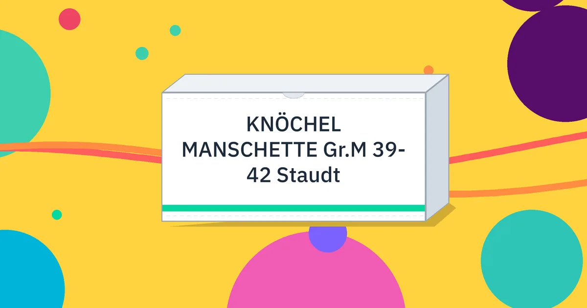 Symbolbild: Packung mit der Aufschrift KNÖCHEL MANSCHETTE Gr.M 39-42 Staudt (PZN 11152687) – Verfügbarkeit und Bezug in Apotheken in Frankfurt am Main