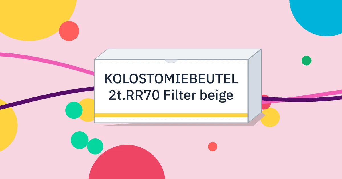 Symbolbild: Packung mit der Aufschrift KOLOSTOMIEBEUTEL 2t.RR70 Filter beige (PZN 10382617) – Verfügbarkeit und Bezug in Apotheken in Frankfurt am Main