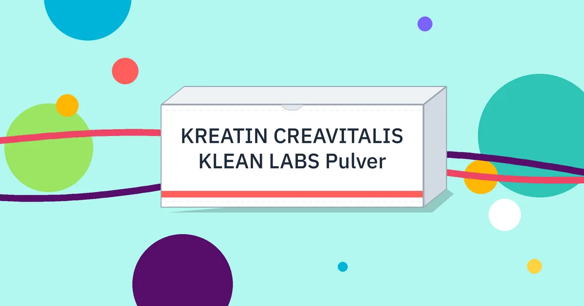 Symbolbild: Packung mit der Aufschrift KREATIN CREAVITALIS KLEAN LABS Pulver (PZN 16601204) – Verfügbarkeit und Bezug in Apotheken in Frankfurt am Main