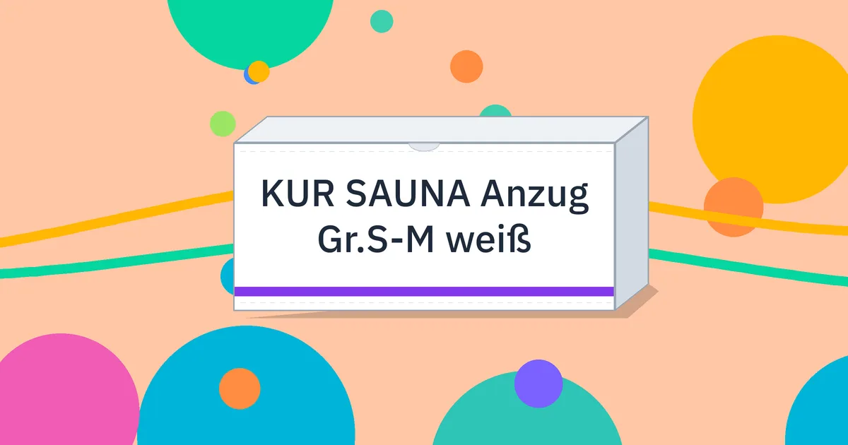 Symbolbild: Packung mit der Aufschrift KUR SAUNA Anzug Gr.S-M weiß (PZN 09063462) – Verfügbarkeit und Bezug in Apotheken in Frankfurt am Main