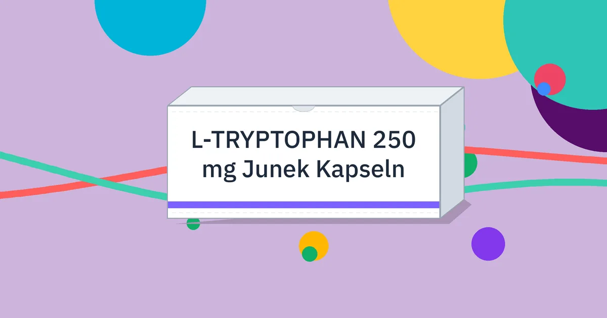 Symbolbild: Packung mit der Aufschrift L-TRYPTOPHAN 250 mg Junek Kapseln (PZN 00983273) – Verfügbarkeit und Bezug in Apotheken in Frankfurt am Main