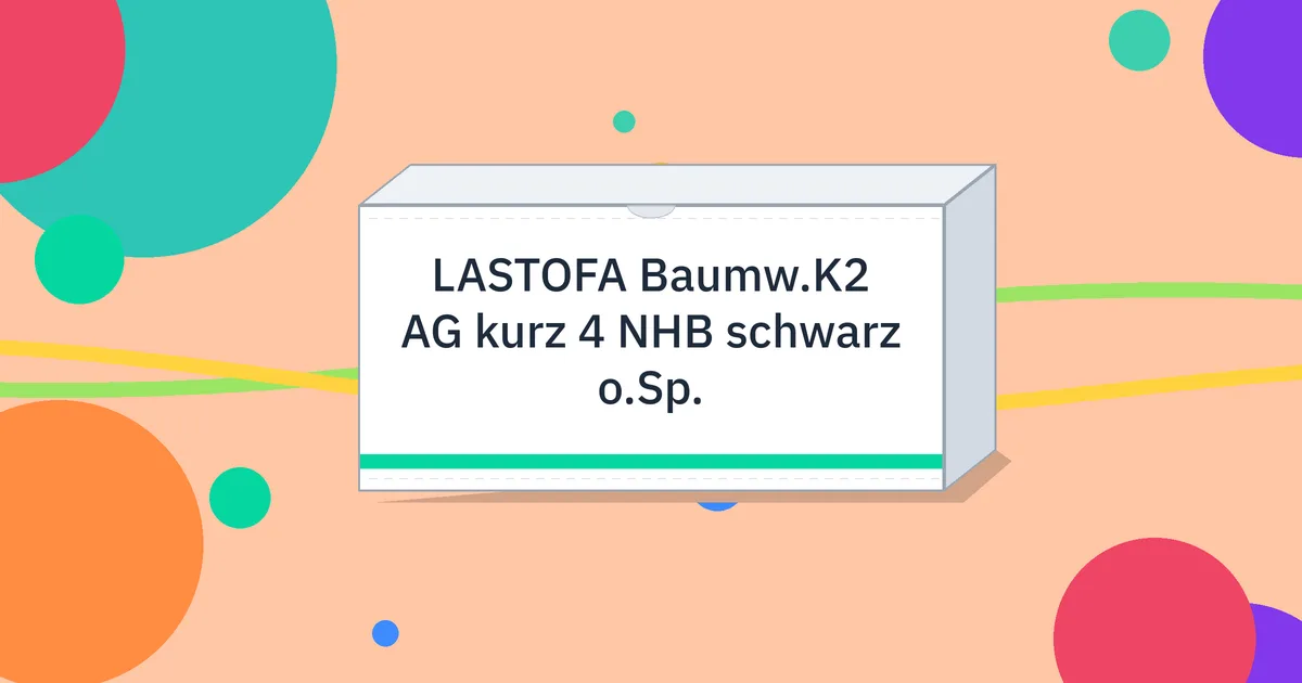 Symbolbild: Packung mit der Aufschrift LASTOFA Baumw.K2 AG kurz 4 NHB schwarz o.Sp. (PZN 01948439) – Verfügbarkeit und Bezug in Apotheken in Frankfurt am Main