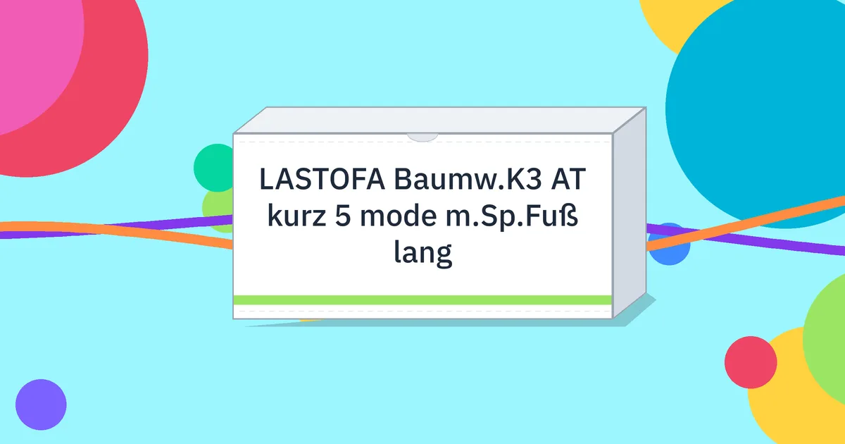 Symbolbild: Packung mit der Aufschrift LASTOFA Baumw.K3 AT kurz 5 mode m.Sp.Fuß lang (PZN 01958490) – Verfügbarkeit und Bezug in Apotheken in Frankfurt am Main