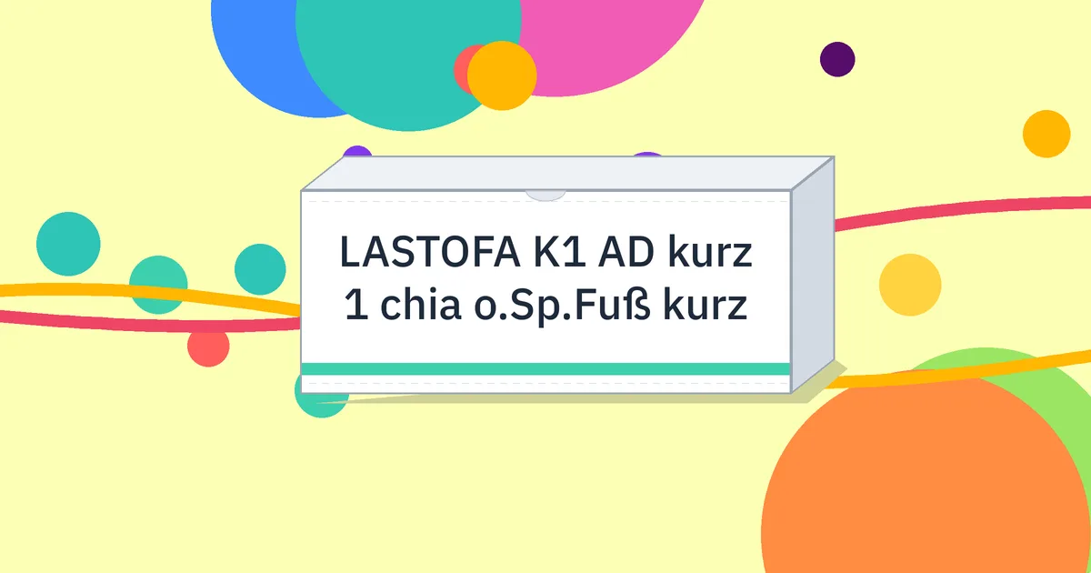 Symbolbild: Packung mit der Aufschrift LASTOFA K1 AD kurz 1 chia o.Sp.Fuß kurz (PZN 13786226) – Verfügbarkeit und Bezug in Apotheken in Frankfurt am Main