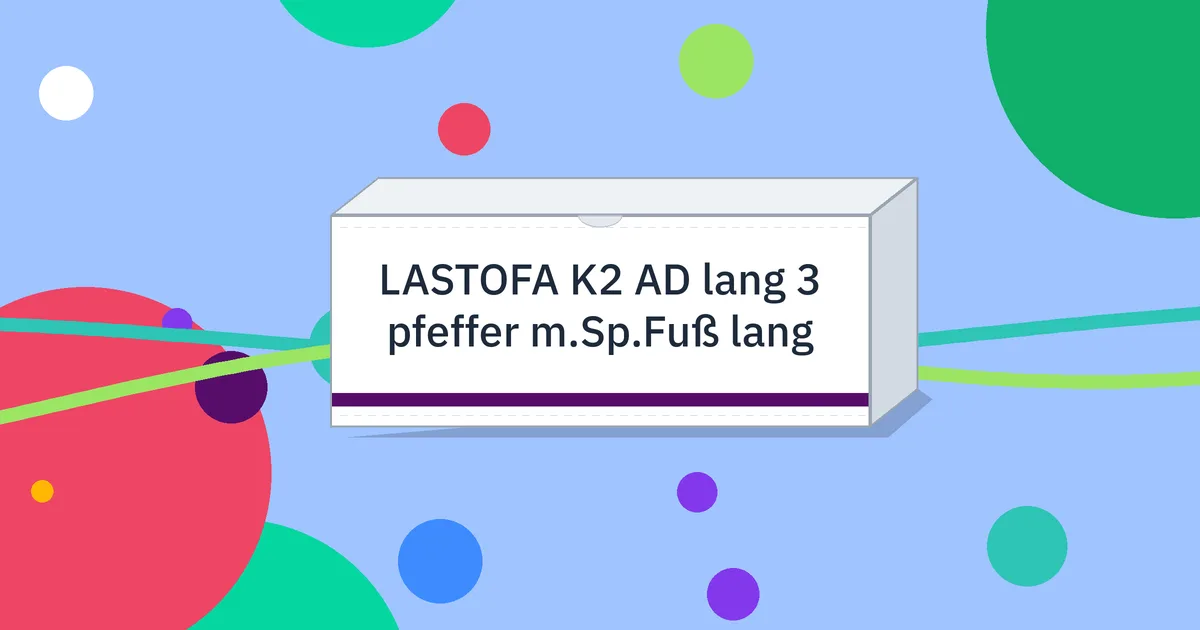 Symbolbild: Packung mit der Aufschrift LASTOFA K2 AD lang 3 pfeffer m.Sp.Fuß lang (PZN 13800400) – Verfügbarkeit und Bezug in Apotheken in Frankfurt am Main
