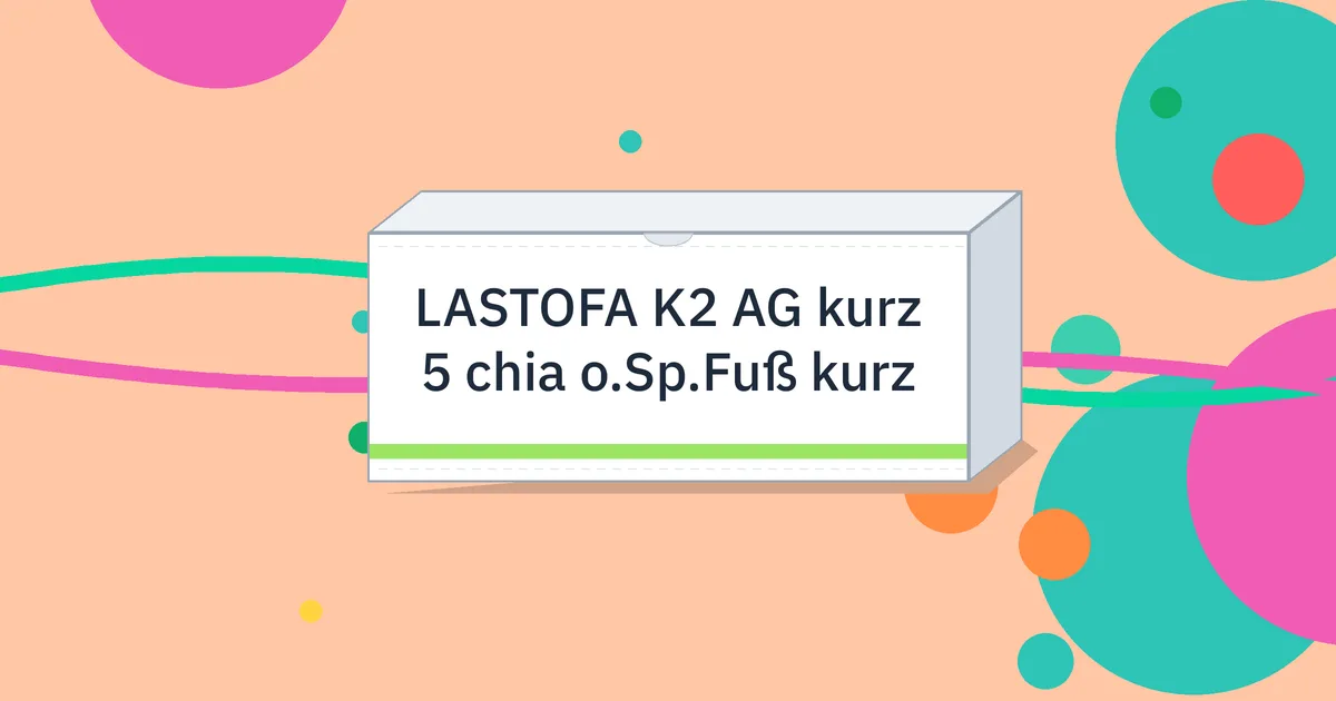 Symbolbild: Packung mit der Aufschrift LASTOFA K2 AG kurz 5 chia o.Sp.Fuß kurz (PZN 13806153) – Verfügbarkeit und Bezug in Apotheken in Frankfurt am Main