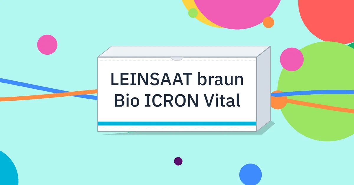 Symbolbild: Packung mit der Aufschrift LEINSAAT braun Bio ICRON Vital (PZN 07089799) – Verfügbarkeit und Bezug in Apotheken in Frankfurt am Main