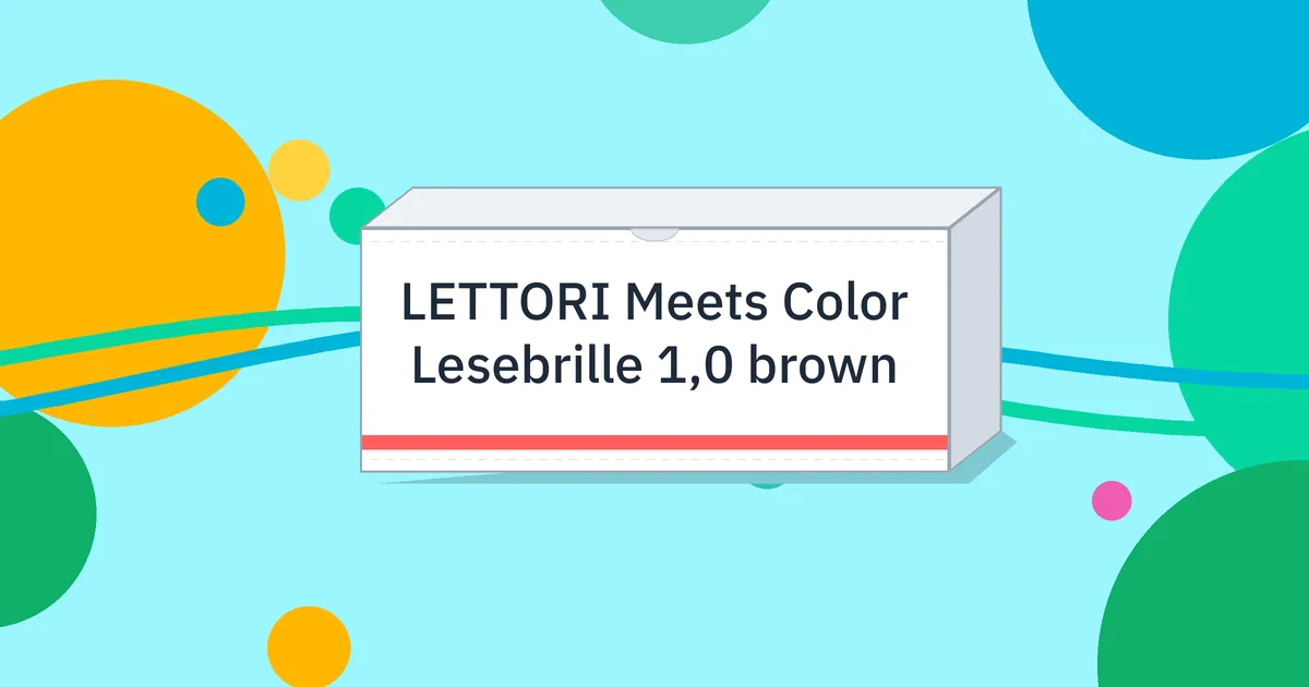 Symbolbild: Packung mit der Aufschrift LETTORI Meets Color Lesebrille 1,0 brown (PZN 11141809) – Verfügbarkeit und Bezug in Apotheken in Frankfurt am Main