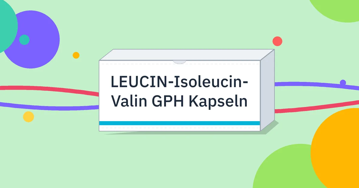 Symbolbild: Packung mit der Aufschrift LEUCIN-Isoleucin-Valin GPH Kapseln (PZN 17755441) – Verfügbarkeit und Bezug in Apotheken in Frankfurt am Main