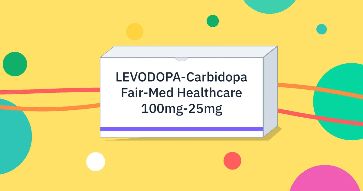 Symbolbild: Packung mit der Aufschrift LEVODOPA-Carbidopa Fair-Med Healthcare 100mg-25mg (PZN 14321541) – Verfügbarkeit und Bezug in Apotheken in Frankfurt am Main