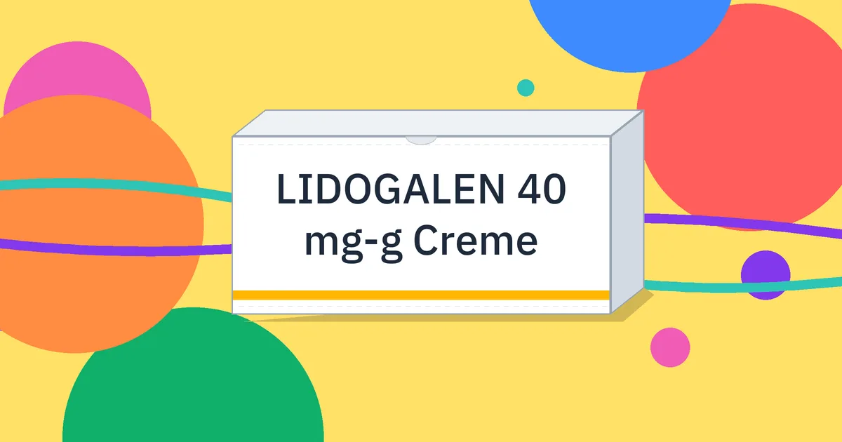 Symbolbild: Packung mit der Aufschrift LIDOGALEN 40 mg-g Creme (PZN 13868504) – Verfügbarkeit und Bezug in Apotheken in Frankfurt am Main