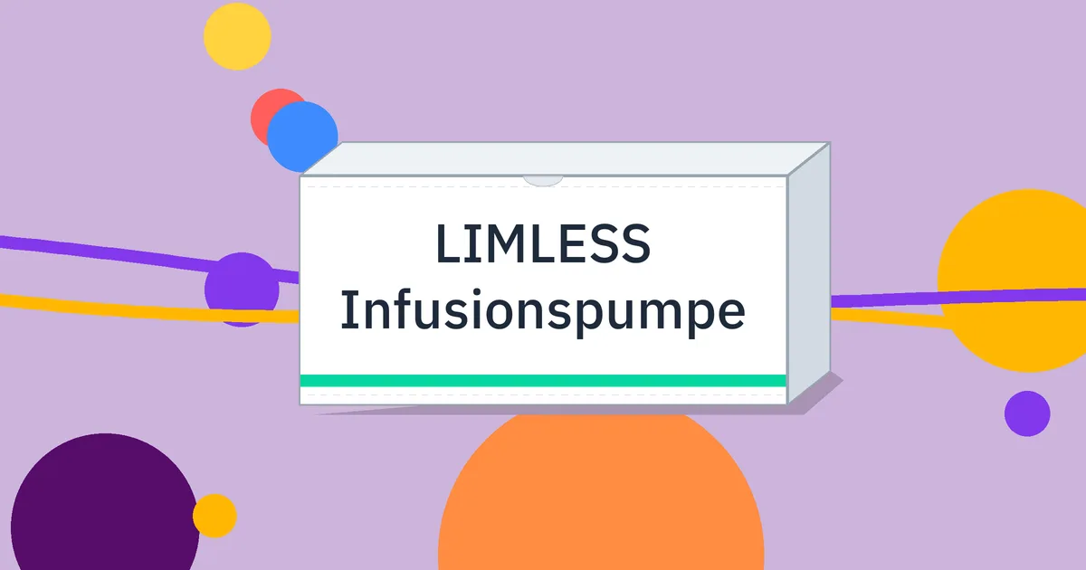 Symbolbild: Packung mit der Aufschrift LIMLESS Infusionspumpe (PZN 11296943) – Verfügbarkeit und Bezug in Apotheken in Frankfurt am Main