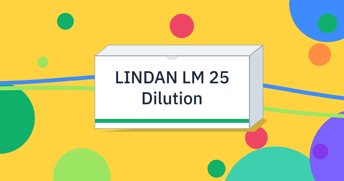 Symbolbild: Packung mit der Aufschrift LINDAN LM 25 Dilution (PZN 13529788) – Verfügbarkeit und Bezug in Apotheken in Frankfurt am Main