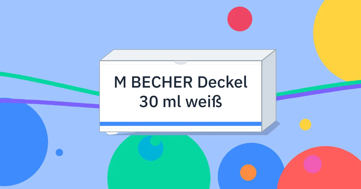 Symbolbild: Packung mit der Aufschrift M BECHER Deckel 30 ml weiß (PZN 05025387) – Verfügbarkeit und Bezug in Apotheken in Frankfurt am Main