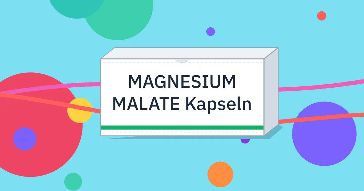 Symbolbild: Packung mit der Aufschrift MAGNESIUM MALATE Kapseln (PZN 19815762) – Verfügbarkeit und Bezug in Apotheken in Frankfurt am Main