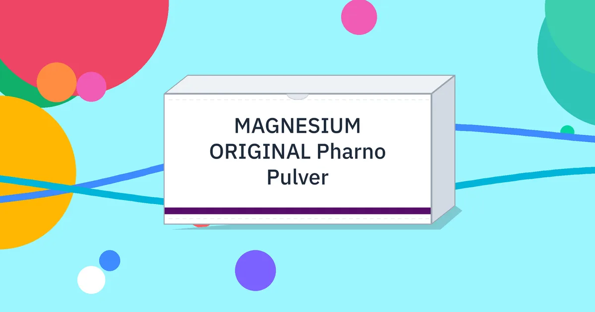 Symbolbild: Packung mit der Aufschrift MAGNESIUM ORIGINAL Pharno Pulver (PZN 13829295) – Verfügbarkeit und Bezug in Apotheken in Frankfurt am Main