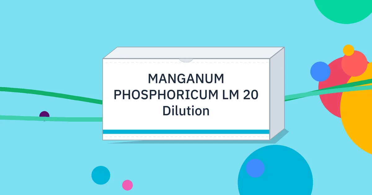 Symbolbild: Packung mit der Aufschrift MANGANUM PHOSPHORICUM LM 20 Dilution (PZN 12945651) – Verfügbarkeit und Bezug in Apotheken in Frankfurt am Main