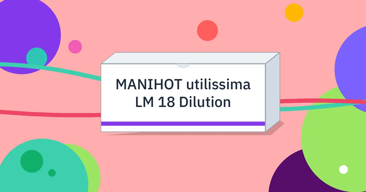 Symbolbild: Packung mit der Aufschrift MANIHOT utilissima LM 18 Dilution (PZN 13601014) – Verfügbarkeit und Bezug in Apotheken in Frankfurt am Main