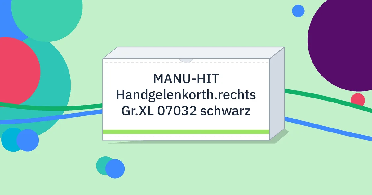 Symbolbild: Packung mit der Aufschrift MANU-HIT Handgelenkorth.rechts Gr.XL 07032 schwarz (PZN 01578190) – Verfügbarkeit und Bezug in Apotheken in Frankfurt am Main