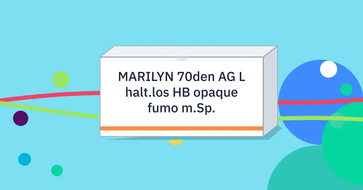 Symbolbild: Packung mit der Aufschrift MARILYN 70den AG L halt.los HB opaque fumo m.Sp. (PZN 16186165) – Verfügbarkeit und Bezug in Apotheken in Frankfurt am Main