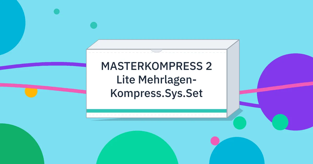 Symbolbild: Packung mit der Aufschrift MASTERKOMPRESS 2 Lite Mehrlagen-Kompress.Sys.Set (PZN 19721334) – Verfügbarkeit und Bezug in Apotheken in Frankfurt am Main
