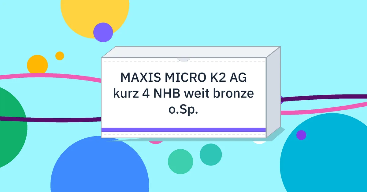 Symbolbild: Packung mit der Aufschrift MAXIS MICRO K2 AG kurz 4 NHB weit bronze o.Sp. (PZN 17673714) – Verfügbarkeit und Bezug in Apotheken in Frankfurt am Main