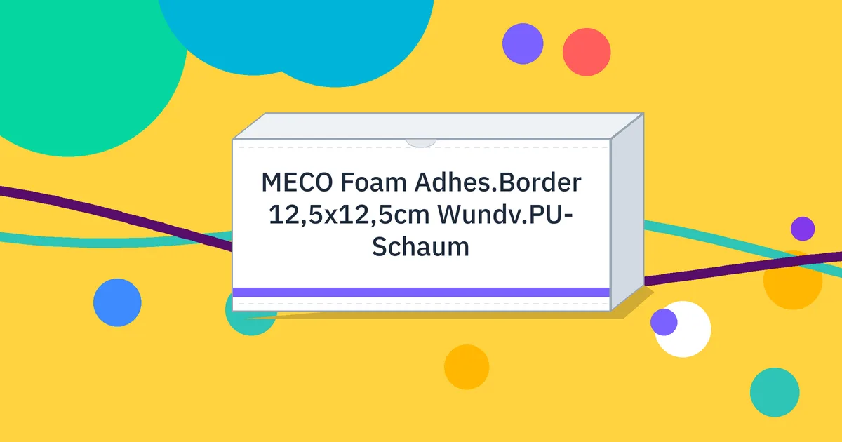 Symbolbild: Packung mit der Aufschrift MECO Foam Adhes.Border 12,5x12,5cm Wundv.PU-Schaum (PZN 20090459) – Verfügbarkeit und Bezug in Apotheken in Frankfurt am Main